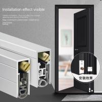 China Modern Door Bottom Sealing Strip Automatic Lifting U-shaped Aluminum Alloy Screw Soundproof Noise Reduction Hidden Hotel Door for sale