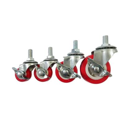 China Direct Factory Sale Universal PVC Caster Furniture Wheel Trolley M6 M8 M10 Screw Rod Brake Plastic Material Hospitals Schools for sale