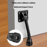 China Modern No-Drill Movable Square Door Stopper Easy Installation Anti-Collision Device Stainless Steel Zinc Alloy for Bedroom for sale