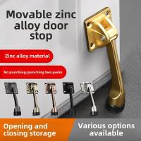 China Modern No-Drill Movable Square Door Stopper Easy Installation Anti-Collision Device Stainless Steel Zinc Alloy for Bedroom for sale