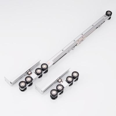 China Modern Two-Way Buffer Hanging Wheel Slide Rail Pulley Track Stainless Steel Wooden Sliding Door Window Rollers for Bathroom for sale