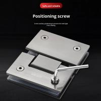 China Thickened 4mm 304 Stainless Steel 4-Hole Glass Door Hinge 90-Degree 180-Degree Folding for Bathroom Shower Room Modern Design for sale