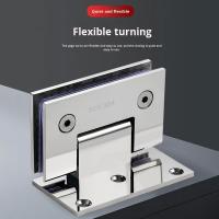 China Thickened 4mm 304 Stainless Steel 4-Hole Glass Door Hinge 90-Degree 180-Degree Folding for Bathroom Shower Room Modern Design for sale