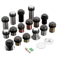 China Modern No-Punching Stainless Steel Cylindrical Door Stop Durable Rubber Anti-Collision Bumper Hotel Household Floor-Mounted Door for sale