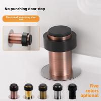China Modern No-Punching Stainless Steel Cylindrical Door Stop Durable Rubber Anti-Collision Bumper Hotel Household Floor-Mounted Door for sale