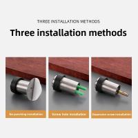 China Modern No-Punching Stainless Steel Cylindrical Door Stop Durable Rubber Anti-Collision Bumper Hotel Household Floor-Mounted Door for sale