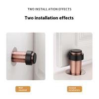 China Modern No-Punching Stainless Steel Cylindrical Door Stop Durable Rubber Anti-Collision Bumper Hotel Household Floor-Mounted Door for sale