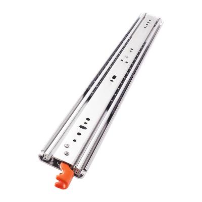 China Heavy-Duty 76mm Wide Industrial Belt Lock Load-Bearing RV Drawer Track Three-Section Slide Rail Living Room Cold Rolled Steel for sale