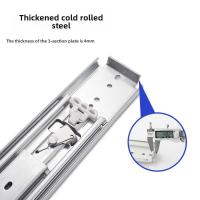 China Heavy-Duty 76mm Wide Industrial Belt Lock Load-Bearing RV Drawer Track Three-Section Slide Rail Living Room Cold Rolled Steel for sale