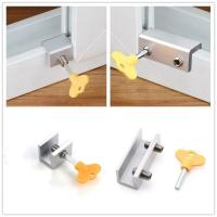 China Adjustable Sliding Double Window Locks Aluminum Alloy Door Frame Furniture Lock Plastic Key 7-23mm Fitting Home Office 360 for sale