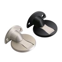 China Anti-Collision No-Drill Floor Suction Invisible Magnetic Black Silver Adjustable Zinc Alloy Traditional Easy Door Catch Bathroom for sale