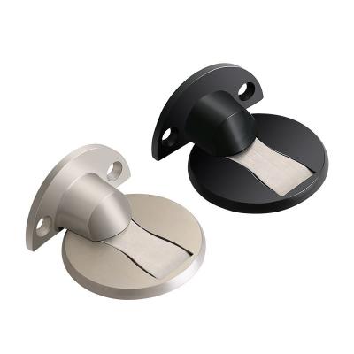 China Anti-Collision No-Drill Floor Suction Invisible Magnetic Black Silver Adjustable Zinc Alloy Traditional Easy Door Catch Bathroom for sale