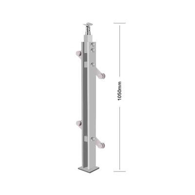 China Indoor Outdoor Staircase Balcony Tempered Glass Guardrail Posts 304 Stainless Steel Construction Engineering Antique Modern for sale
