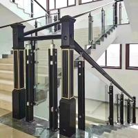 China Indoor Outdoor Staircase Balcony Tempered Glass Guardrail Posts 304 Stainless Steel Construction Engineering Antique Modern for sale