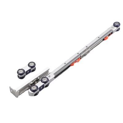 China Modern Design Stainless Steel Hanging Rail Hidden Doors Hardware Silent Sliding Door Track Nylon Wheel Pulley 80-100KGS Loading for sale