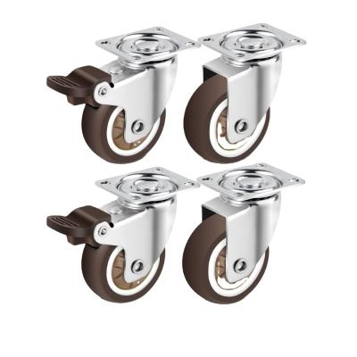 China Customizable 1.5/2/3 Inch Light Duty Iron Caster Wheel Universal Swivel Brake Wheels Kitchen Furniture Contemporary 40kg Load for sale