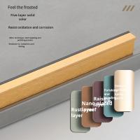 China Scandinavian Modern Black Gold Aluminum Cabinet Door Handle Simple Luxury Kitchen Wardrobe Furniture Knobs for sale