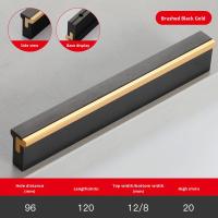 China Scandinavian Modern Black Gold Aluminum Cabinet Door Handle Simple Luxury Kitchen Wardrobe Furniture Knobs for sale