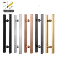 China Modern Large Push-Pull Square Glass Door Wooden Door Handle Stainless Steel Tube Rose Black Titanium Hotels Durable 3-Year for sale