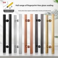 China Modern Large Push-Pull Square Glass Door Wooden Door Handle Stainless Steel Tube Rose Black Titanium Hotels Durable 3-Year for sale