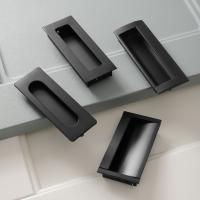 China Modern Luxury Space Concealed Black Aluminum Alloy Square Adjustable Embedded Cabinet Drawer Handle Knob 13mm Height Living Room for sale