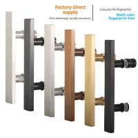 China 304 Stainless Steel Square Tube Satin Glass Door Handle Ambidextrous 2-Year Warranty Bathroom Shower Room Sliding Door Black for sale