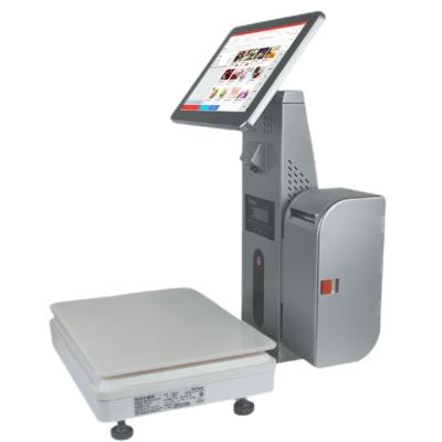 China SCPOS 11.6 Inch Android POS Scale with 30kg Capacity and 2.5 Inch Label Printer for sale
