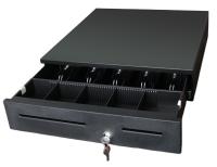 China Metal ABS Plastic Cash Drawer RJ11 Interface Port for POS Terminal 4 Coin 3 Bill Grey White for sale