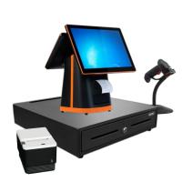 China All-In-One POS Checkout Counter 15 Inch 1080P Display J1900 Quad Core 1.8GHz CPU Cash Register for sale
