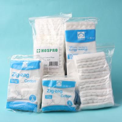 China Soft Absorbent Hygroscopic Cotton Zig Zag Cotton Pleat Medical Grade for sale