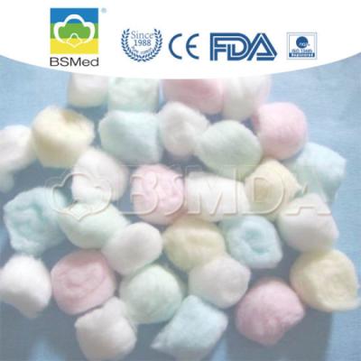 China Disposable Medical Absorbent 2g Coloured 100% Pure Sterile Cotton Balls for sale