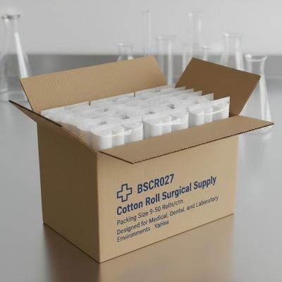 China BSCR027 Cotton Roll Surgical Supply Packing Size 9-50 Rolls ctn Designed for Medical Dental and Laboratory Environments for sale