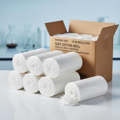 China Soft Cotton Roll Odorless Highly Absorbent Packing Size 9-50 Rolls ctn Suitable for Medical Dental and Industrial Needs for sale