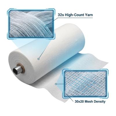 China 32s Yarn Bleached Medical Gauze Roll 30x20 Mesh Hydrophilic 4 Ply Wound Care Supply for sale