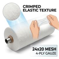 China High Elasticity Crimped Cotton Gauze Roll 24x20 Mesh Bleached 4 Ply Medical Fabric for sale