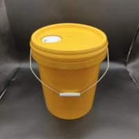 China 18L Industrial Lubricant Bucket With Nozzle Yellow Stackable 20lt Plastic Bucket for sale