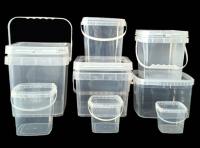 China 2 Lbs Square Food Storage Plastic Buckets With Lids IML Decoration for sale