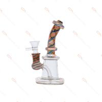 China 6 Inch Mini Glass Bong 14mm Joint Curved Neck Disc Base Water Pipe for Tobacco Herb for sale
