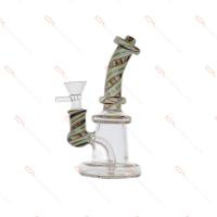 China 6 Inch Mini Glass Bong 14mm Joint Curved Neck Disc Base Water Pipe for Tobacco Herb for sale