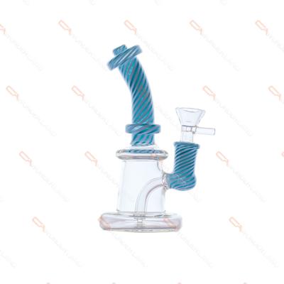 China 6 Inch Mini Glass Bong 14mm Joint Curved Neck Disc Base Water Pipe for Tobacco Herb for sale