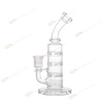 China 14F Joint Glass Bong 12.5 Inch Transparent 3 Layer Turbine Perc for Tobacco for sale