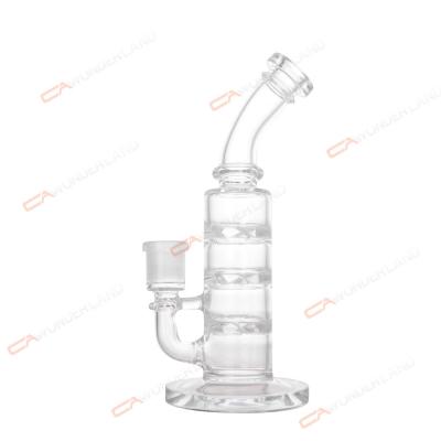 China 14F Joint Glass Bong 12.5 Inch Transparent 3 Layer Turbine Perc for Tobacco for sale
