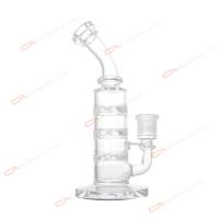 China 14F Joint Glass Bong 12.5 Inch Transparent 3 Layer Turbine Perc for Tobacco for sale