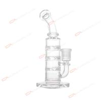 China 14F Joint Glass Bong 12.5 Inch Transparent 3 Layer Turbine Perc for Tobacco for sale