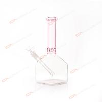 China 11.2 Inch Square Base Glass Bong 18F Joint Clear Pink for Tobacco Herb Smoke for sale