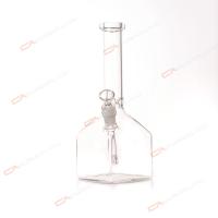 China 11.2 Inch Square Base Glass Bong 18F Joint Clear Pink for Tobacco Herb Smoke for sale