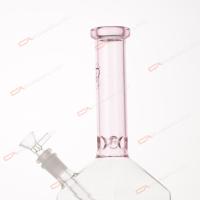 China 11.2 Inch Square Base Glass Bong 18F Joint Clear Pink for Tobacco Herb Smoke for sale