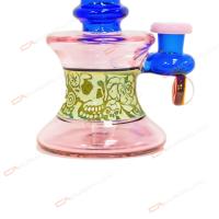 China 16cm 6.29 Inch Smoking Glass Bong Double Layer Coating Skeleton Dab Rig 14mm 18mm Joint for sale
