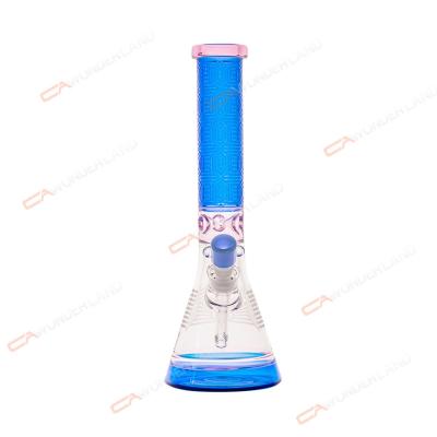 China Sandblasted Glass Bong 15 Inches Height 14mm Joint Beaker Water Pipe for Smoking for sale