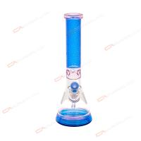 China Sandblasted Glass Bong 15 Inches Height 14mm Joint Beaker Water Pipe for Smoking for sale